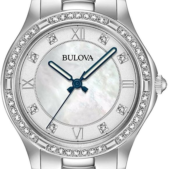 Bulova | Accessories | Bulova 96l265 Silver Tone White Mother Of Pearl ...